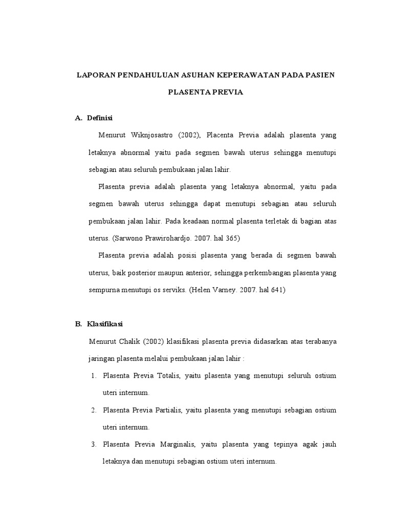 LP Plasenta Previa | PDF