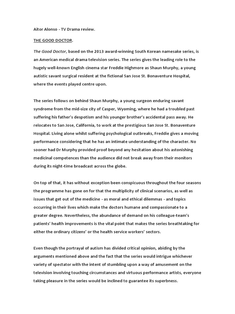 Writing CAE, The Good Doctor Review | PDF