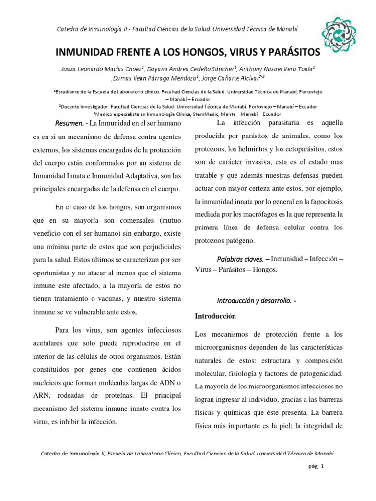 Inmunidad Frente A Los Hongos, Virus y Parásitos | Descargar gratis PDF | Sistema inmune ...