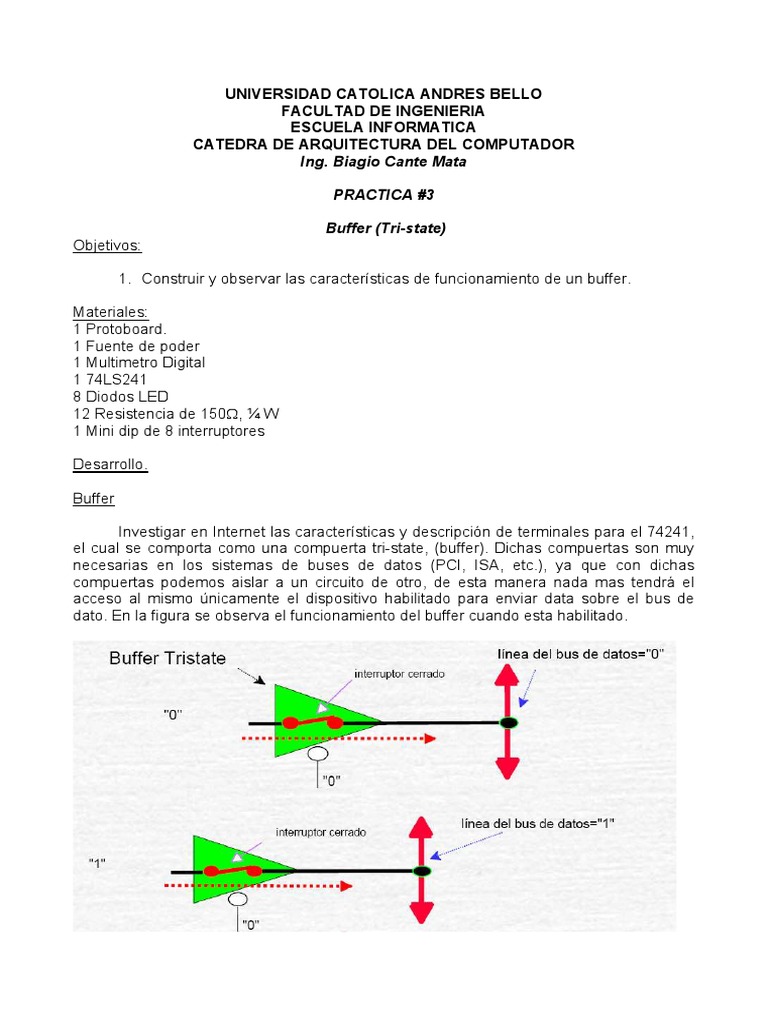 Práctica 3: Compuerta Buffer Tri-state | PDF | Almacenador ...