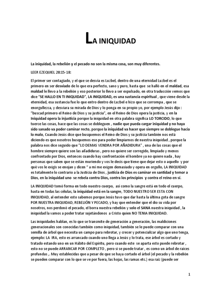 La Iniquidad.. | PDF | Pecado | Temor