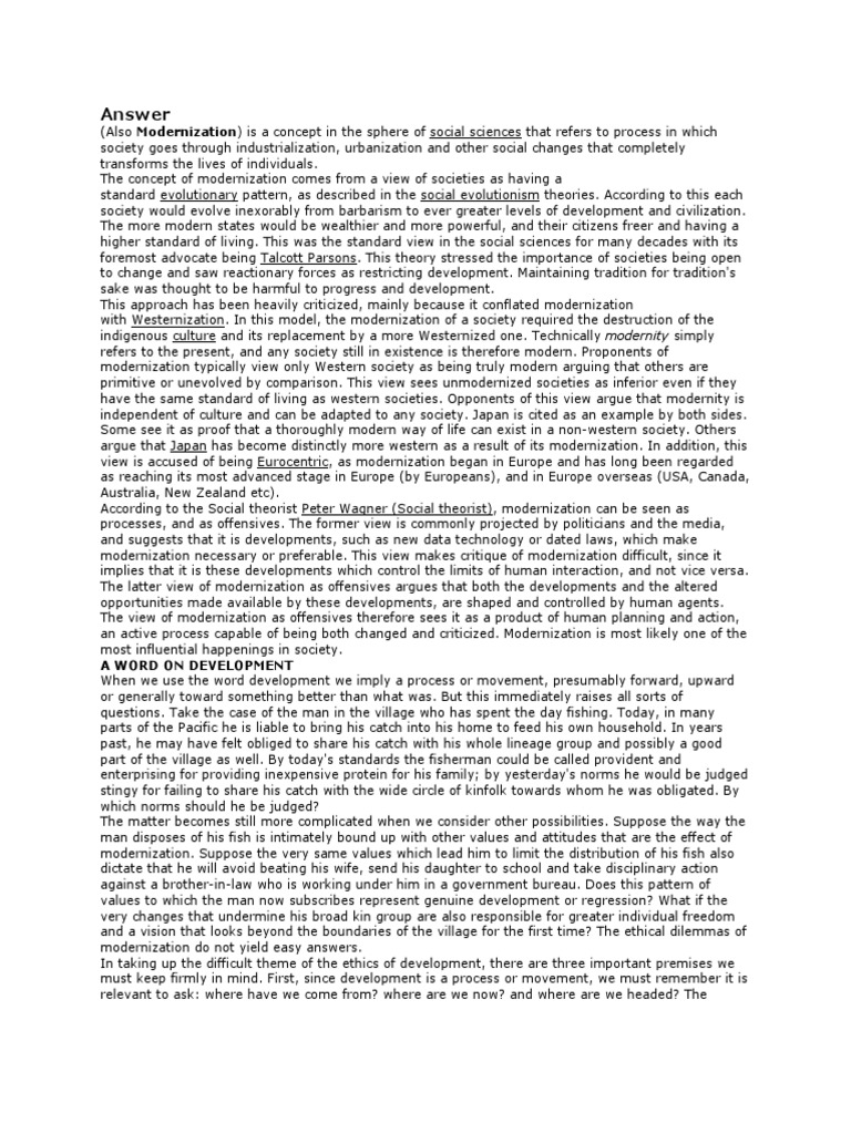 Modernization | PDF | Modernization Theory | Philosophical Theories