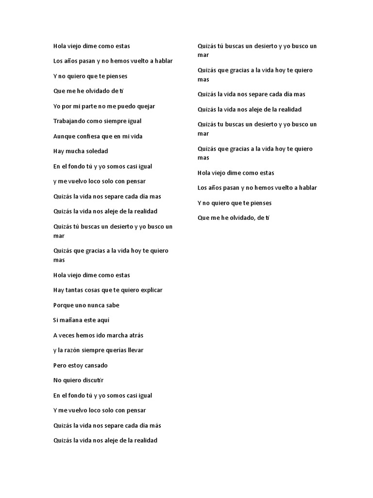 Quizas de Enrique Iglesias Letras | PDF | Poesía