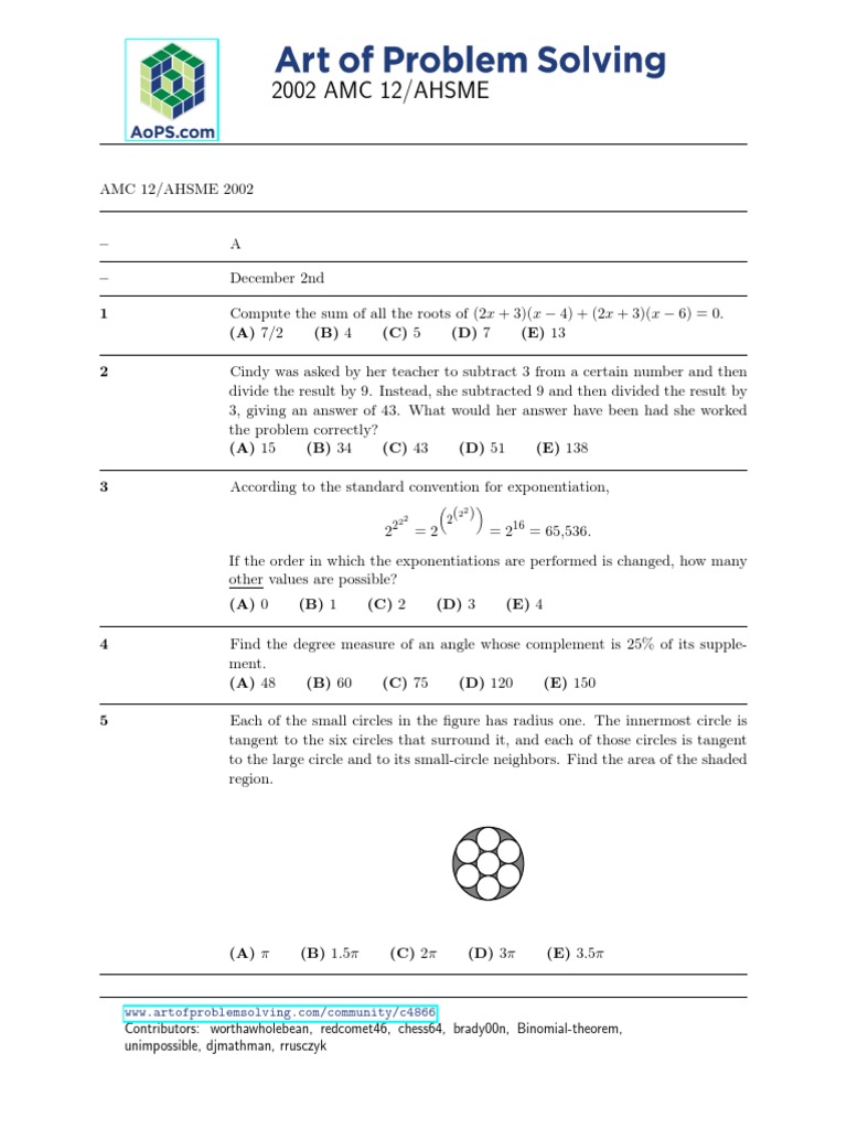 2002 Amc 12/ahsme | PDF | Area | Numbers