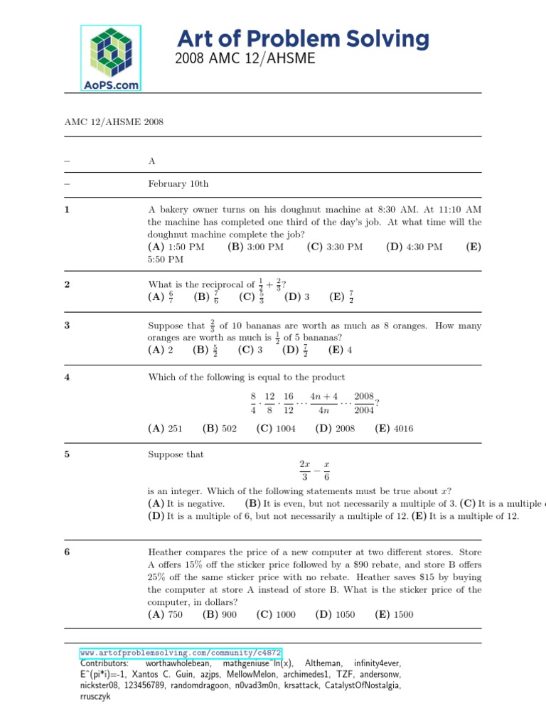 2008 Amc 12/ahsme | PDF | Area | Rectangle