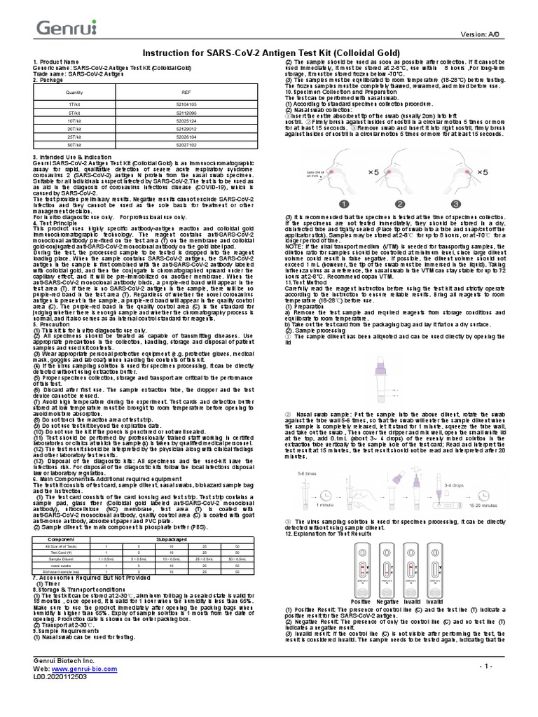 SARS-CoV-2 Antigen Test Instructions | PDF | Diseases And Disorders ...