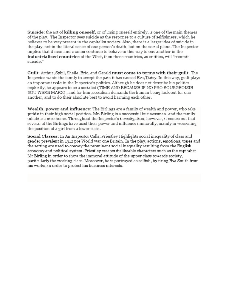 An Inspector Calls Analysis | PDF