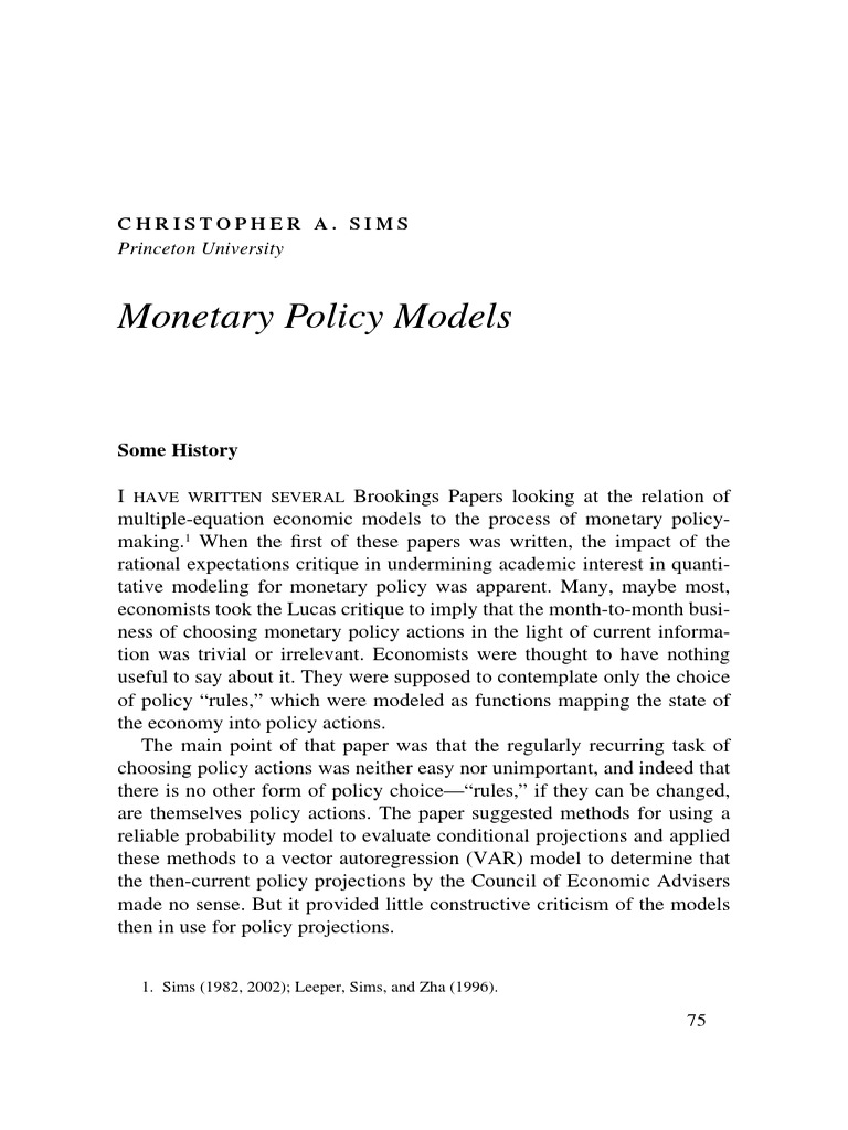 Monetary Policy Models | PDF | Inflation Targeting | Forecasting