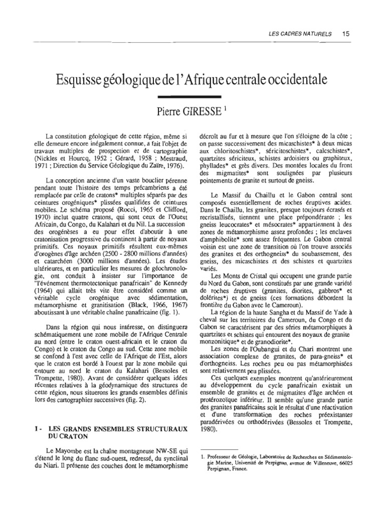 Géologie de l'Afrique Centrale Occidentale | PDF | Géologie | Sciences ...