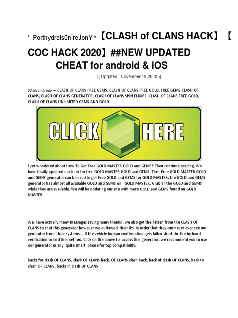 Coc Hack 2020】##New Updated CHEAT for android & iOS: 【Clash Of Clans Hack】【 | PDF | Mobile ...