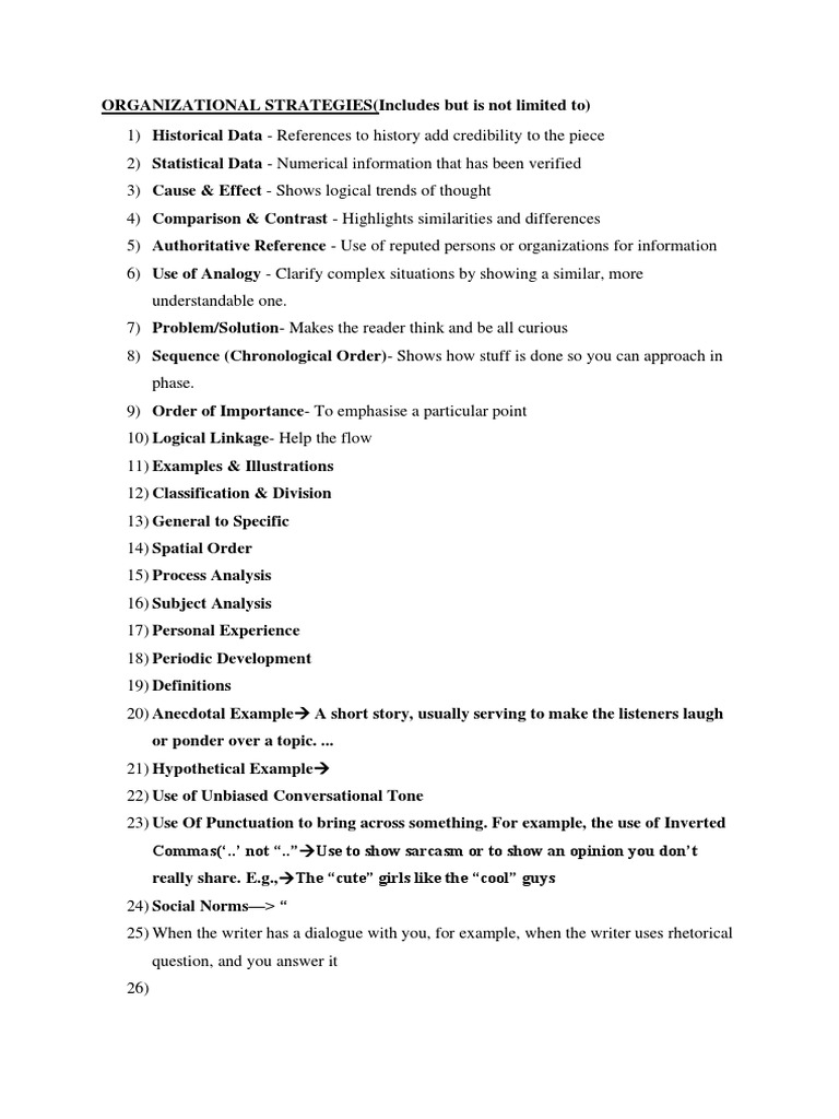 Organizational Strategies, Language Techniques and Tone | PDF | Human ...