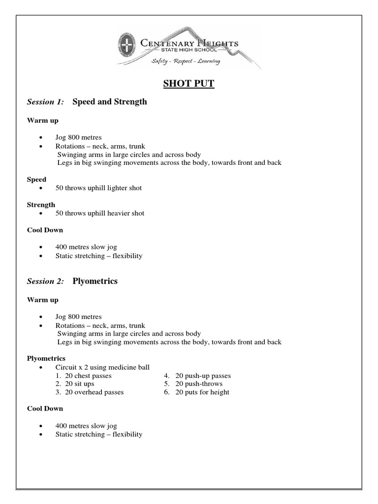 Shot Put Training | PDF | Strength Training | Hobbies