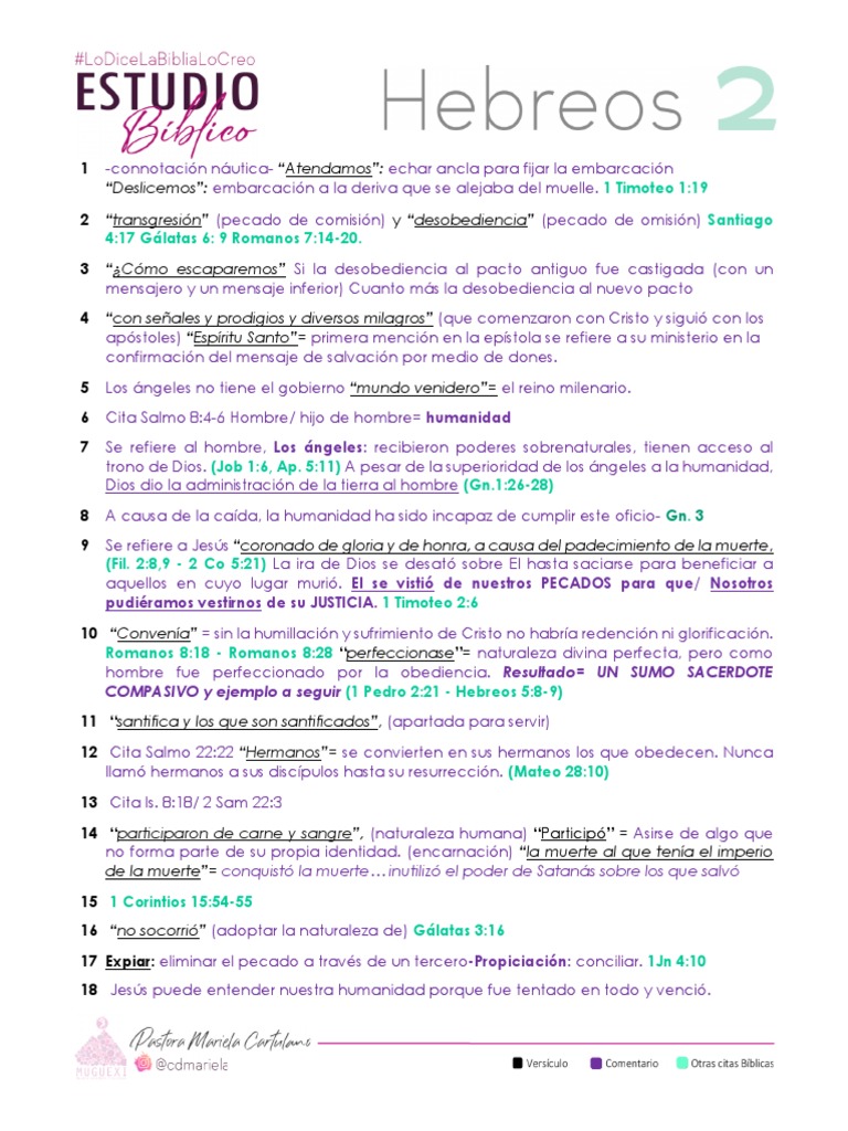 Resumen Hebreos 2 | PDF | Pecado | Jesús