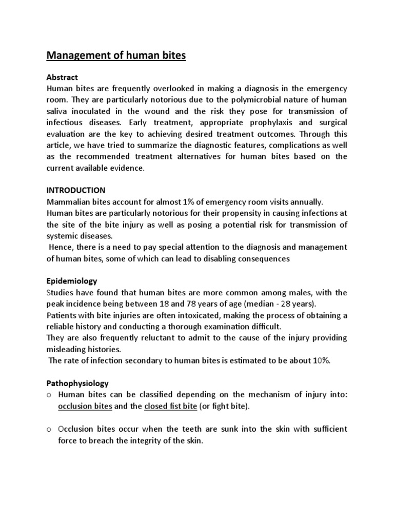 Main Human Bites | PDF | Infection | Wound