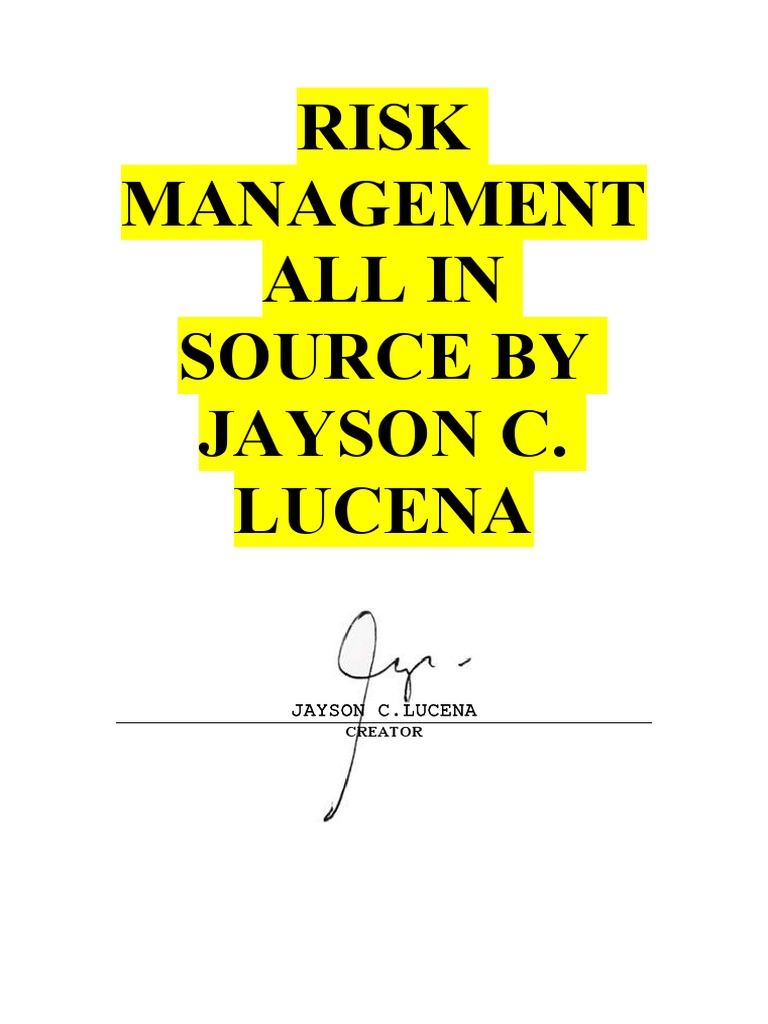 Risk Management All in Source by Jayson C. Lucena | PDF | Foodborne Illness | Foods