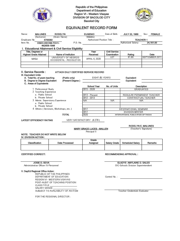ERF Form New | Download Free PDF | Teachers | Further Education
