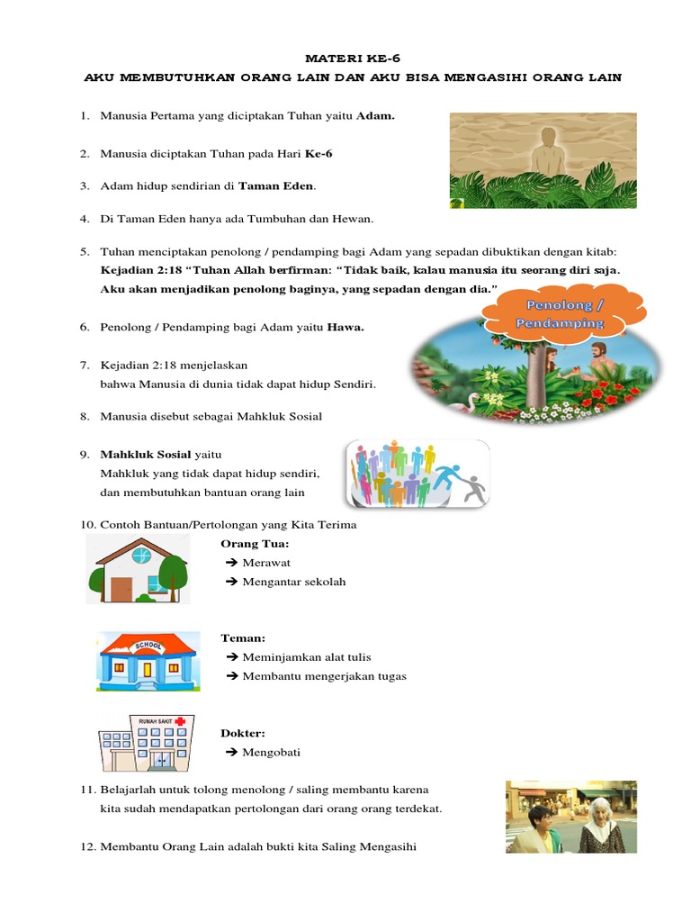 Ringkasan Bab 6 Aku Membutuhkan Orang Lain Dan Aku Bisa Mengasihi Orang Lain | PDF