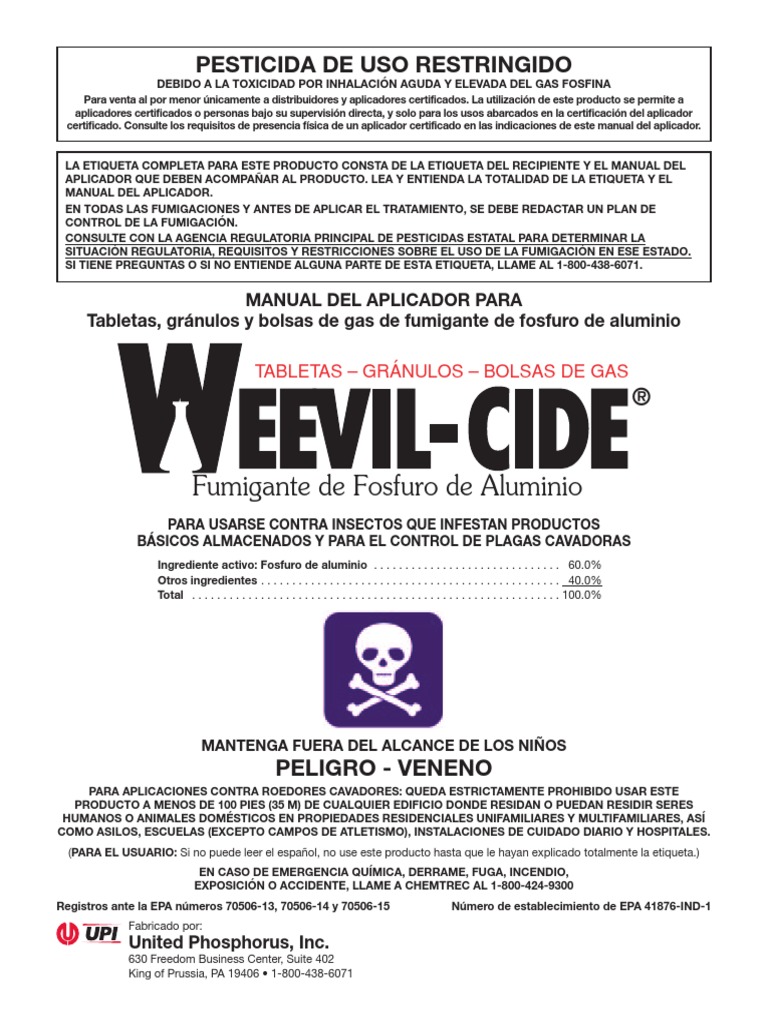 Weevil-Cide Tablets Spanish Manual EPA 70506-13 | PDF | Chocolate | La ...