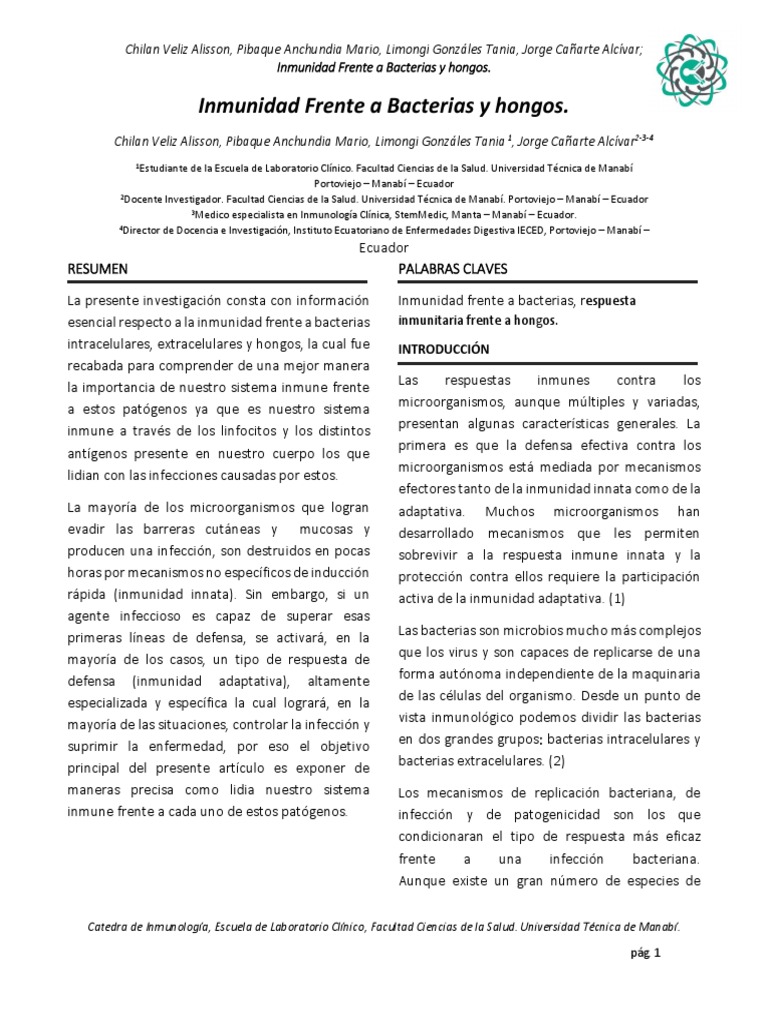 Inmunidad Frente A Bacterias y Hongos | Descargar gratis PDF | Sistema inmune | T Helper Cell