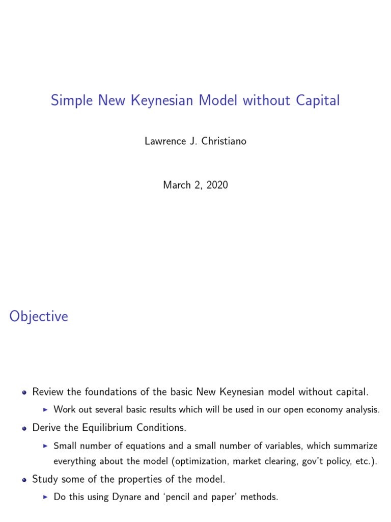 01 NK Model Handout | PDF | Nominal Rigidity | New Keynesian Economics