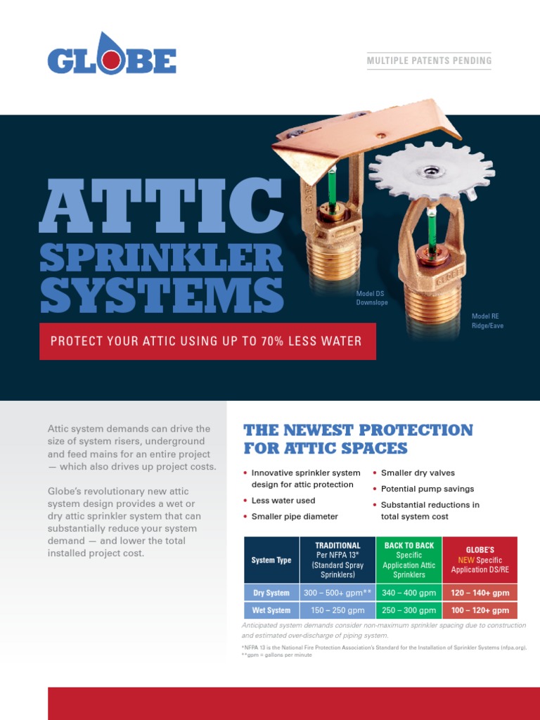 Globe Sprinkler Attic Heads | PDF | Fire Sprinkler System | Truss