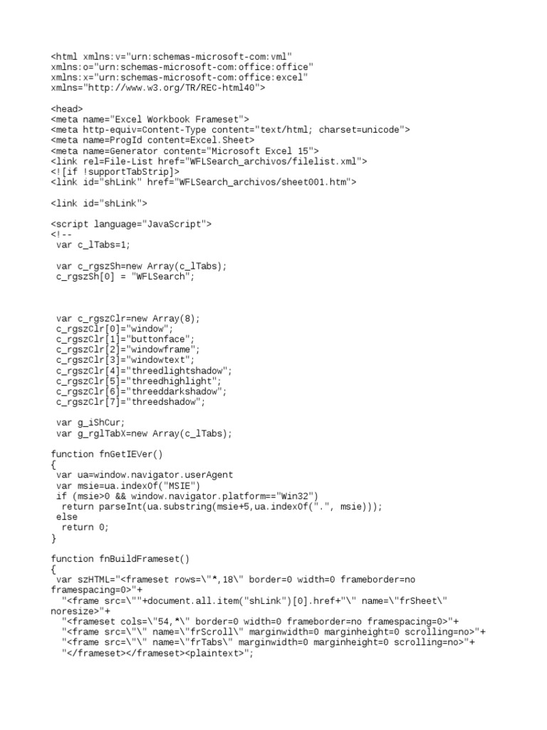 Excel Workbook HTML Structure | PDF