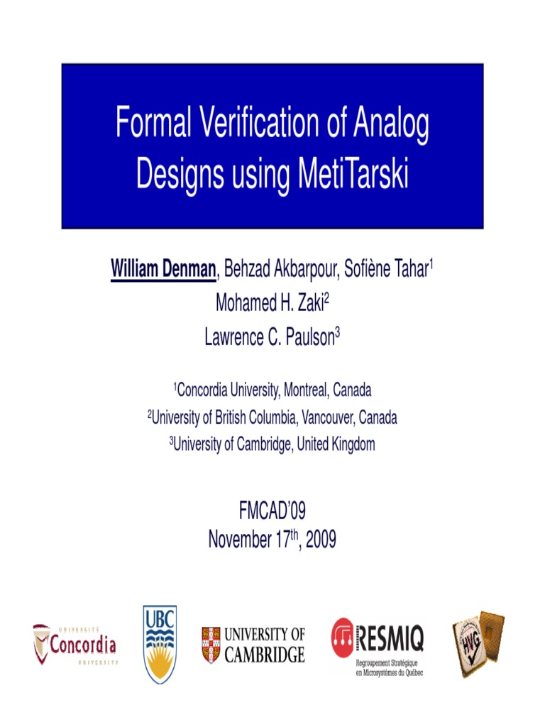 Formal Verification Of Analog Designs Us Pdf Formal Verification Trigonometric Functions
