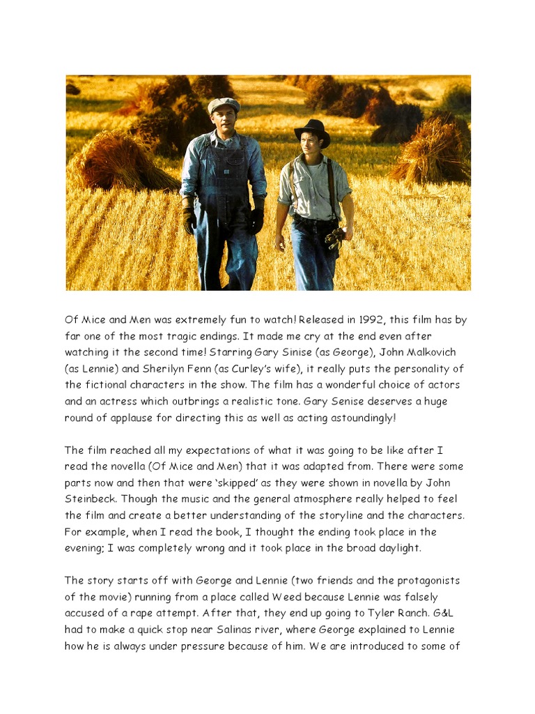Of Mice and Men Film Review Sample | PDF
