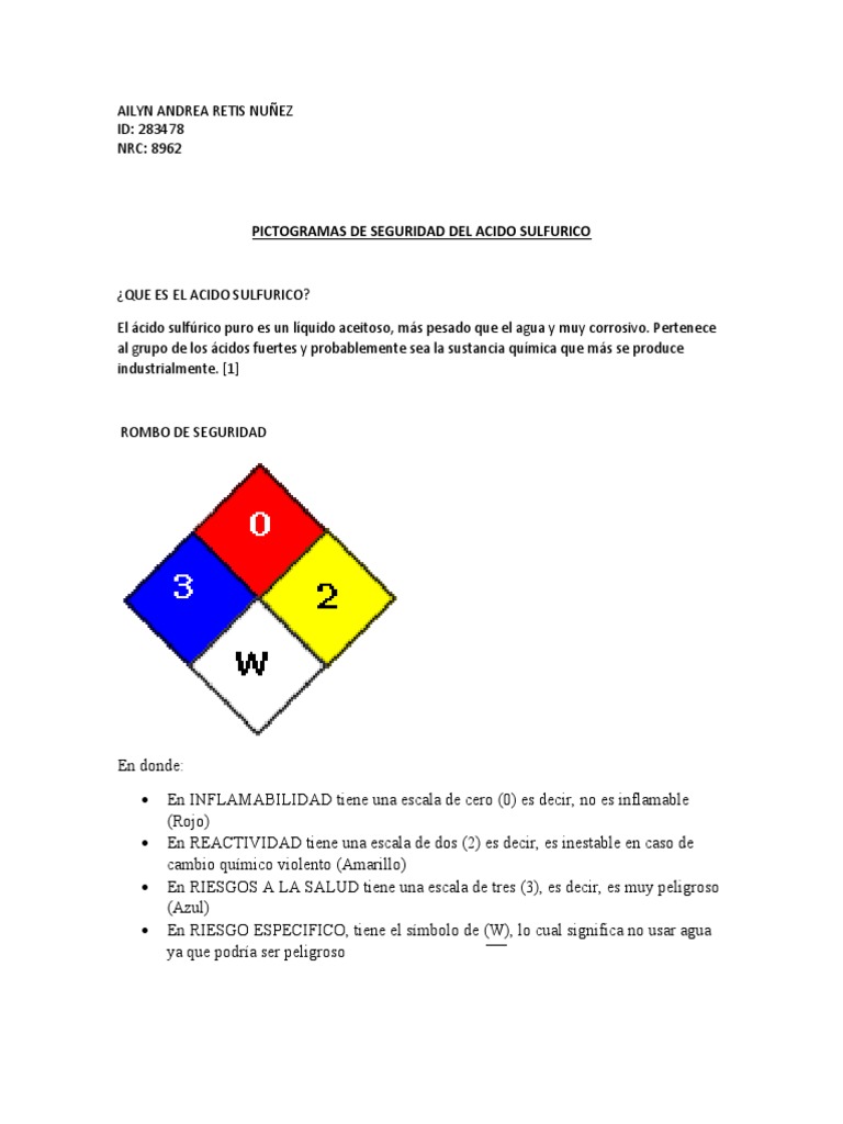 Rombo De Seguridad Del Ácido Sulfúrico – NOAAS