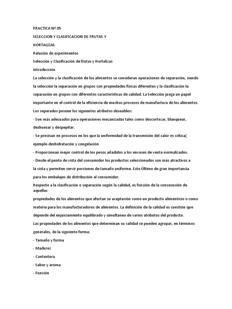 PRACTICA #05 Postcosecha | PDF | Cereales | Alimentos