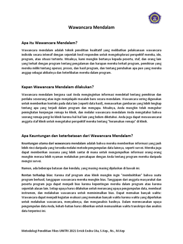 Wawancara Mendalam | PDF