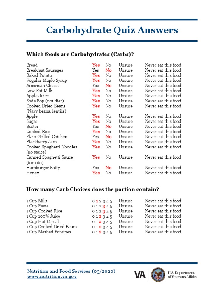 Carbohydrate Quiz Answers: Which Foods Are Carbohydrates (Carbs ...