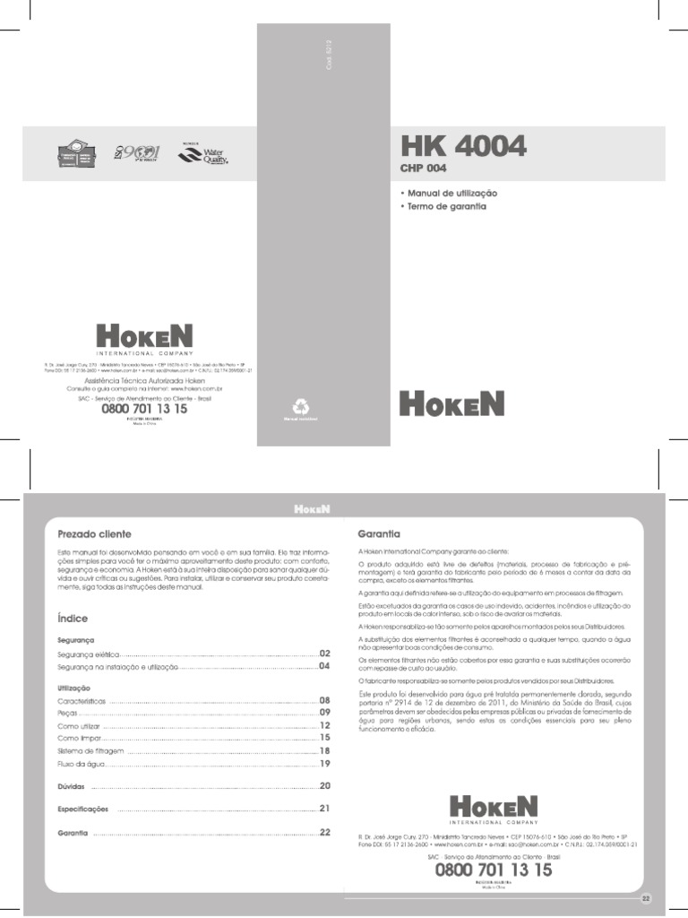 Manual Hoken HK4004 | PDF