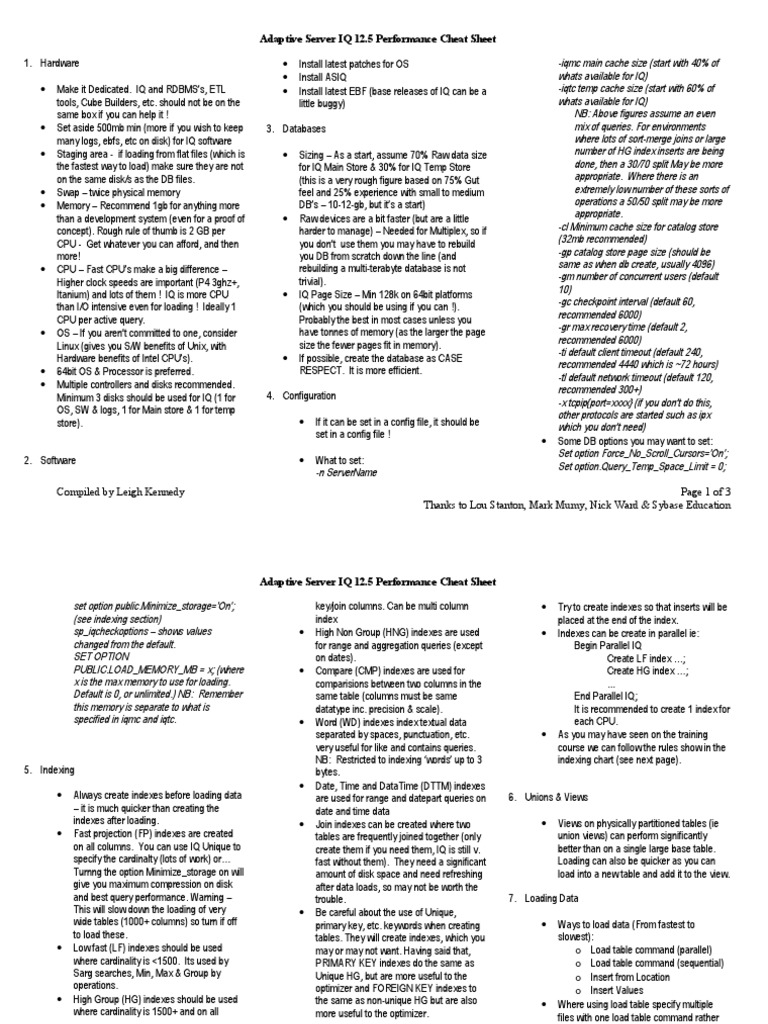 ASIQ Performance Cheat Sheet | PDF | Database Index | Central ...