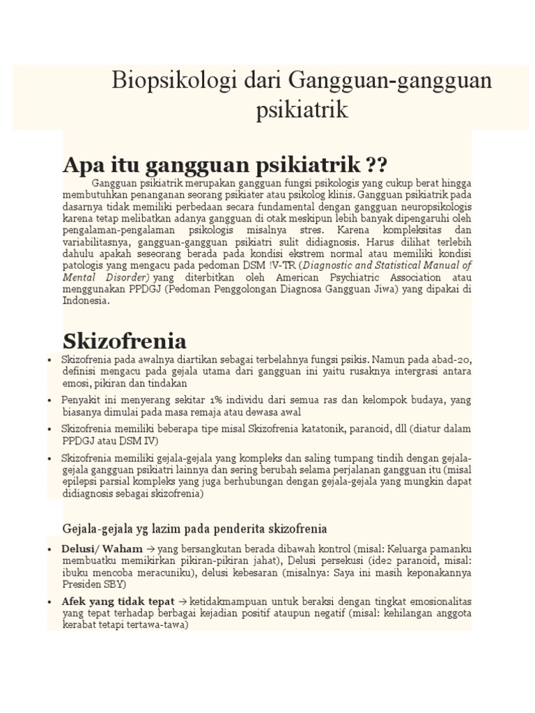 Biopsikologi Dari Gangguan Psikiatri | PDF | Pengembangan Diri