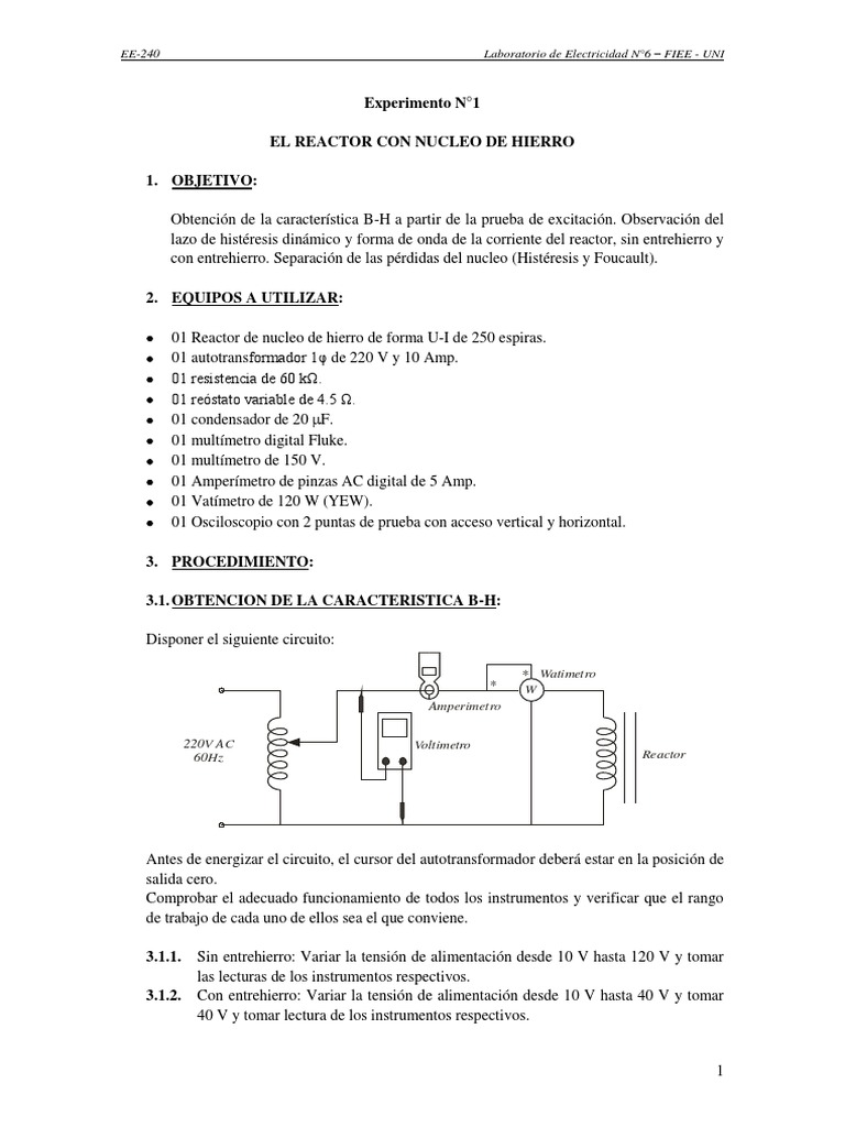 Guía de Laboratorio de EE240 N | PDF | Generador eléctrico | Inductor