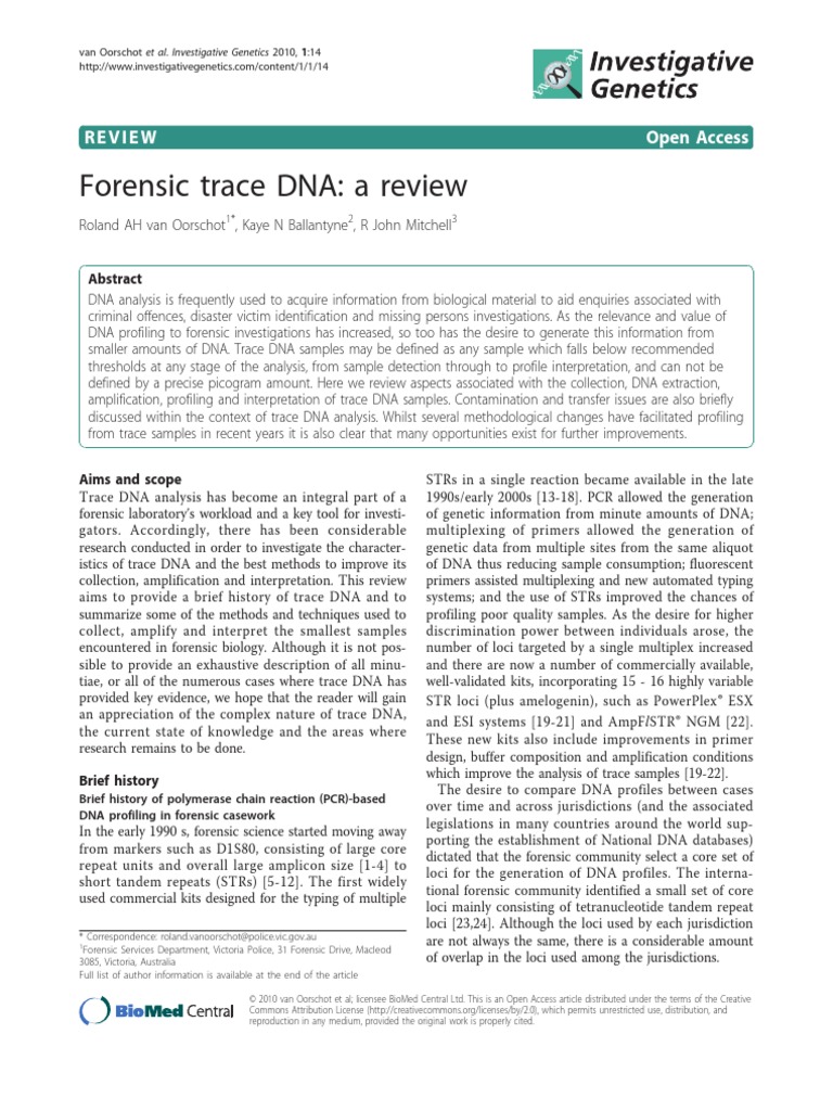 Forensic Trace DNA: A Review | PDF | Polymerase Chain Reaction | Dna ...