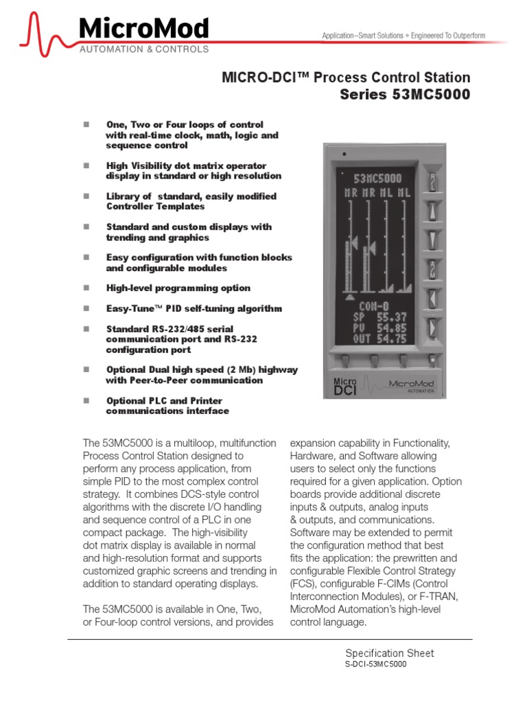 MICRO-DCI™ Process Control Station Series 53MC5000 | PDF | Programmable ...