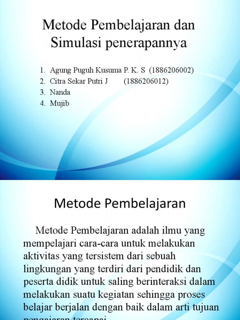 Metode Pembelajaran Dan Simulasi Penerapannya | PDF