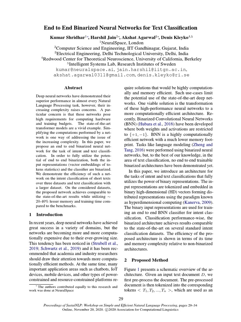 End To End Binarized Neural Networks For Text Classification | PDF | Deep Learning | Applied ...