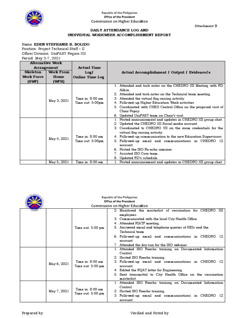 Daily Attendance Log for UniFAST Staff | PDF | World Wide Web ...