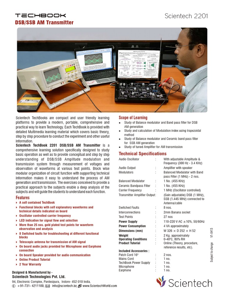 Scientech 2201: DSB/SSB AM Transmitter | PDF | Modulation | Transmitter