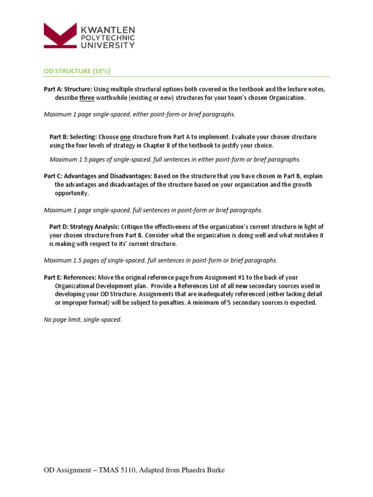 OD Structure - Instructions - 2021 | PDF