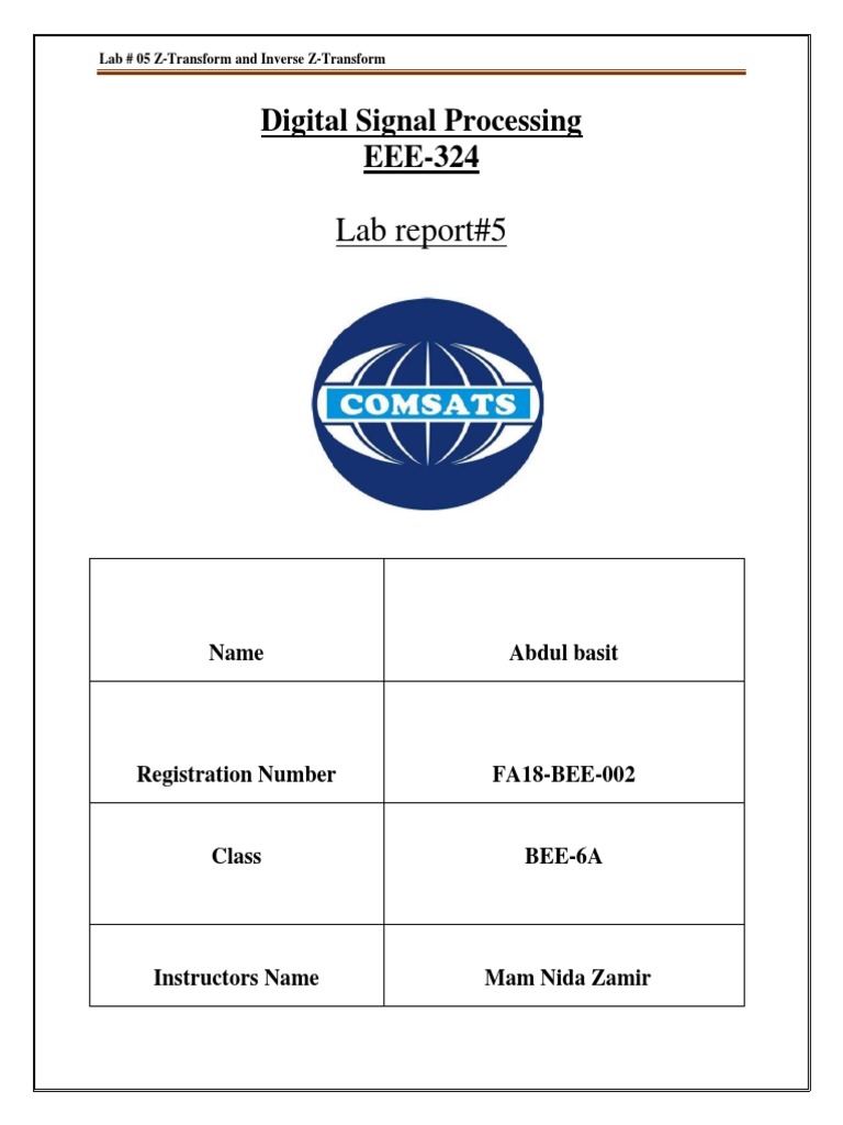 Lab Report#5: Digital Signal Processing EEE-324 | PDF | Laplace Transform | Signal Processing