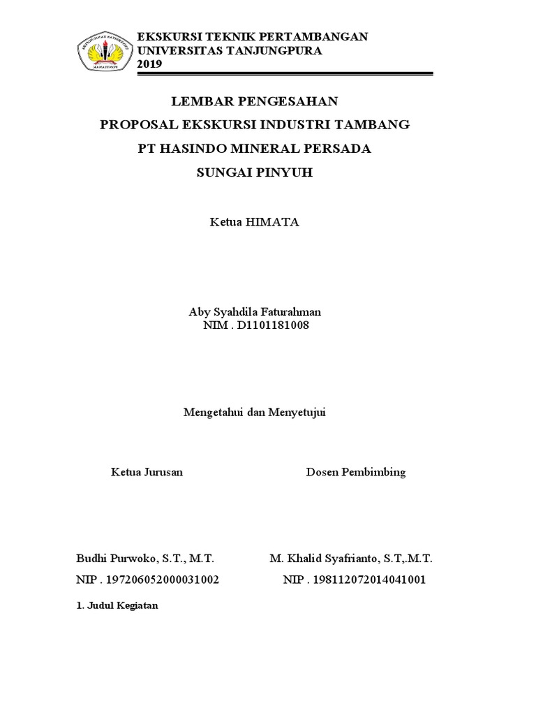 Proposal Eksrusi Tambang Teknik Pertambangan Untan | PDF