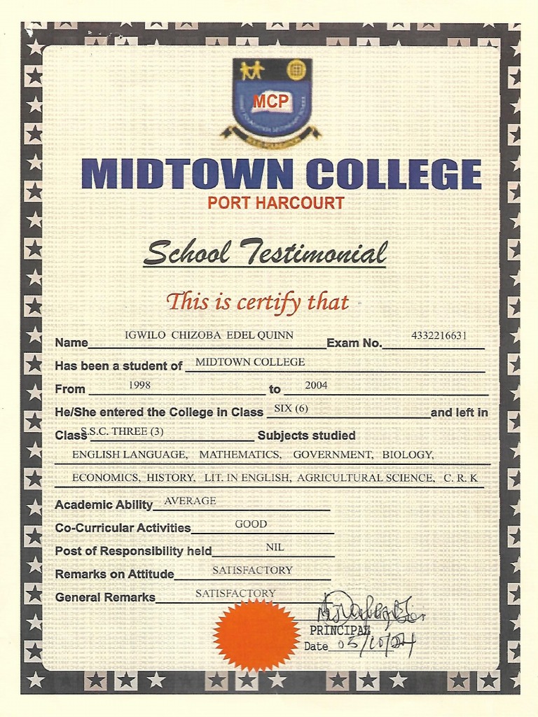 School Testimonial | PDF