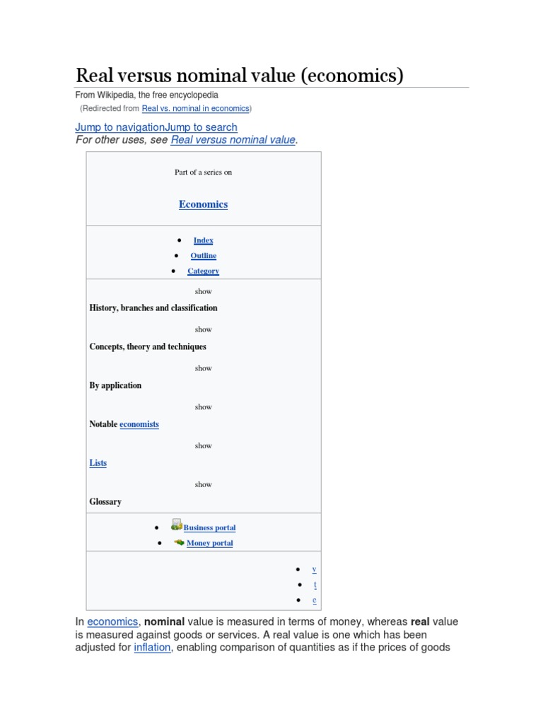 Real Versus Nominal Value | PDF | Real Versus Nominal Value (Economics ...