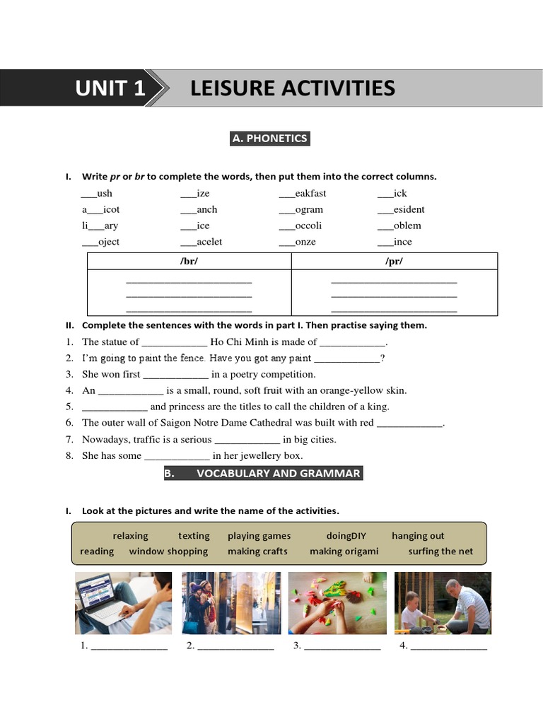 Unit 1: Leisure Activities | PDF | Leisure | Hobbies