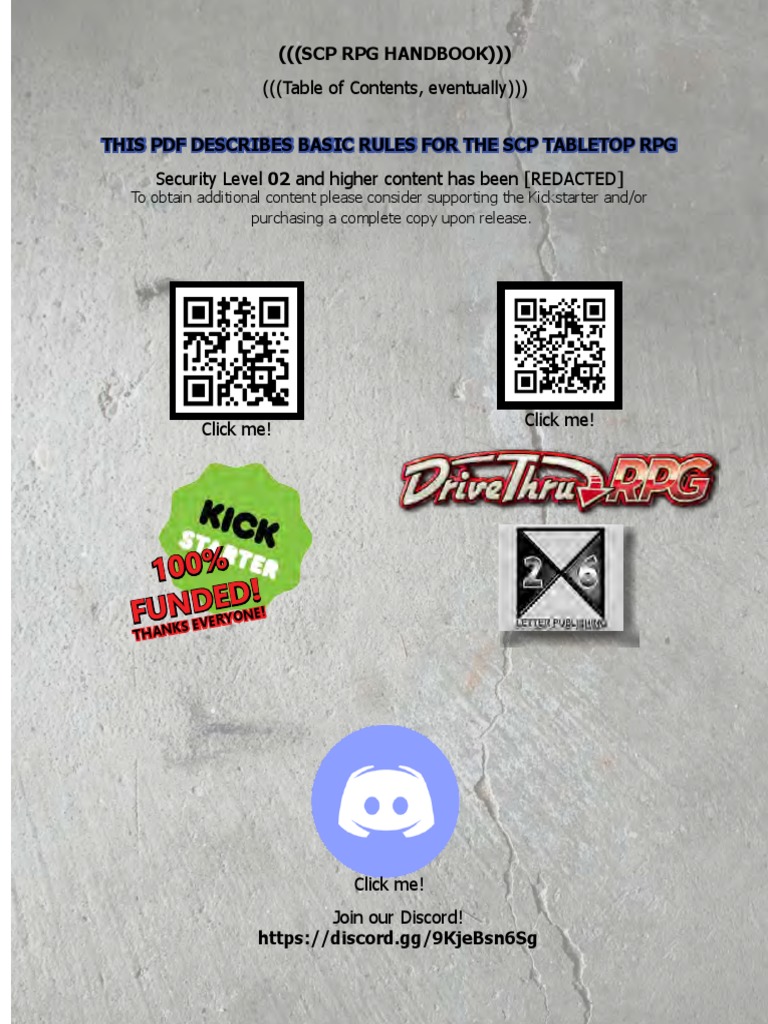 100% Funded!: This PDF Describes Basic Rules For The SCP Tabletop RPG ...