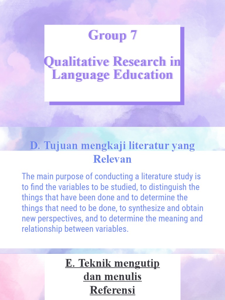 Group 7 Qualitative Research in Language Education Group 7 Qualitative ...